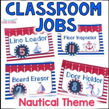 Editable Classroom Jobs | Nautical Theme Classroom Decor | Back to ...