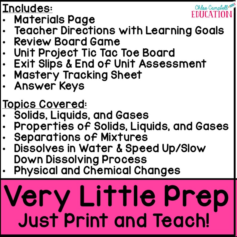 States of Matter Unit - Physical Science - Properties of Matter Solids ...