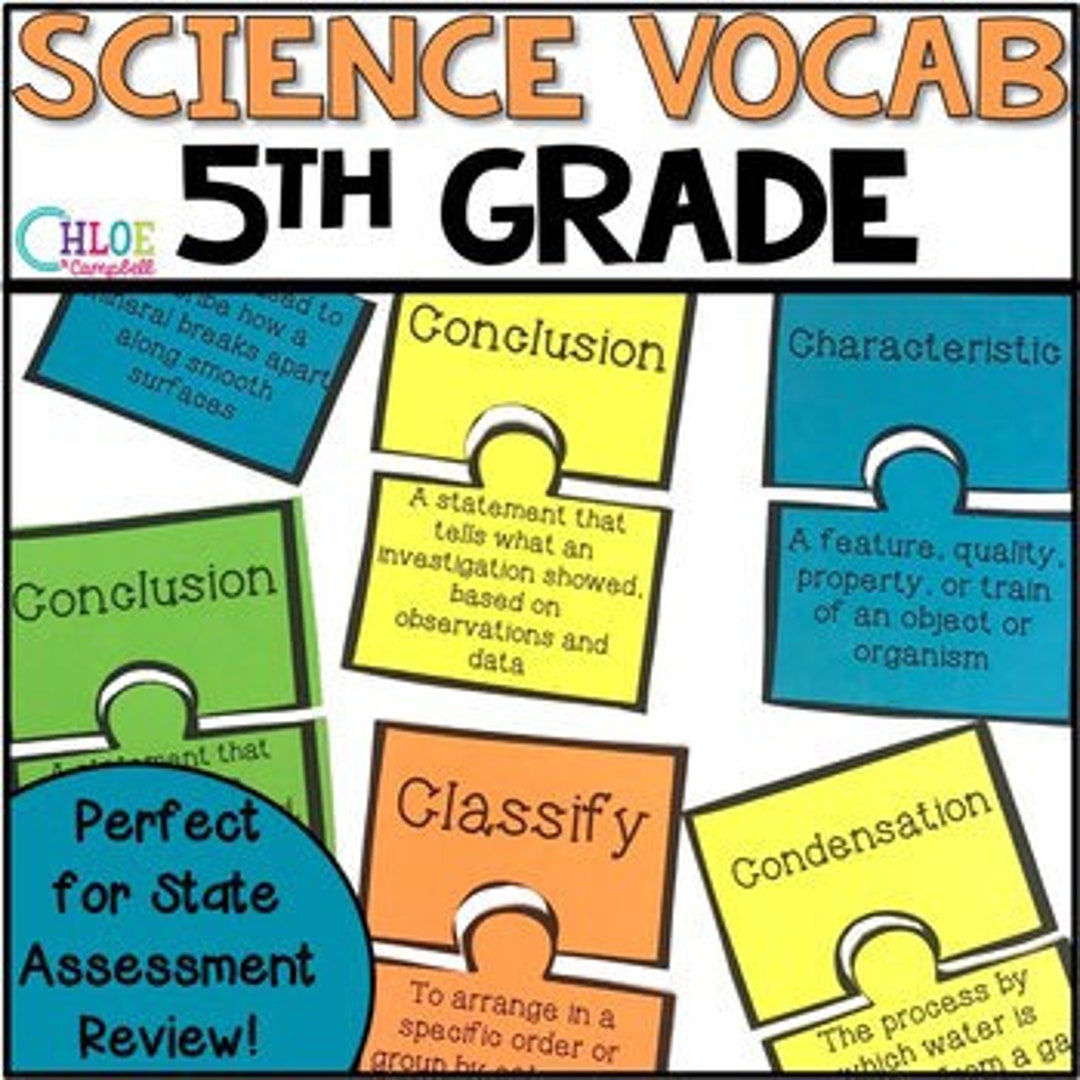 5th Grade Science Vocabulary Matching Activity | Science Test Prep - Etsy