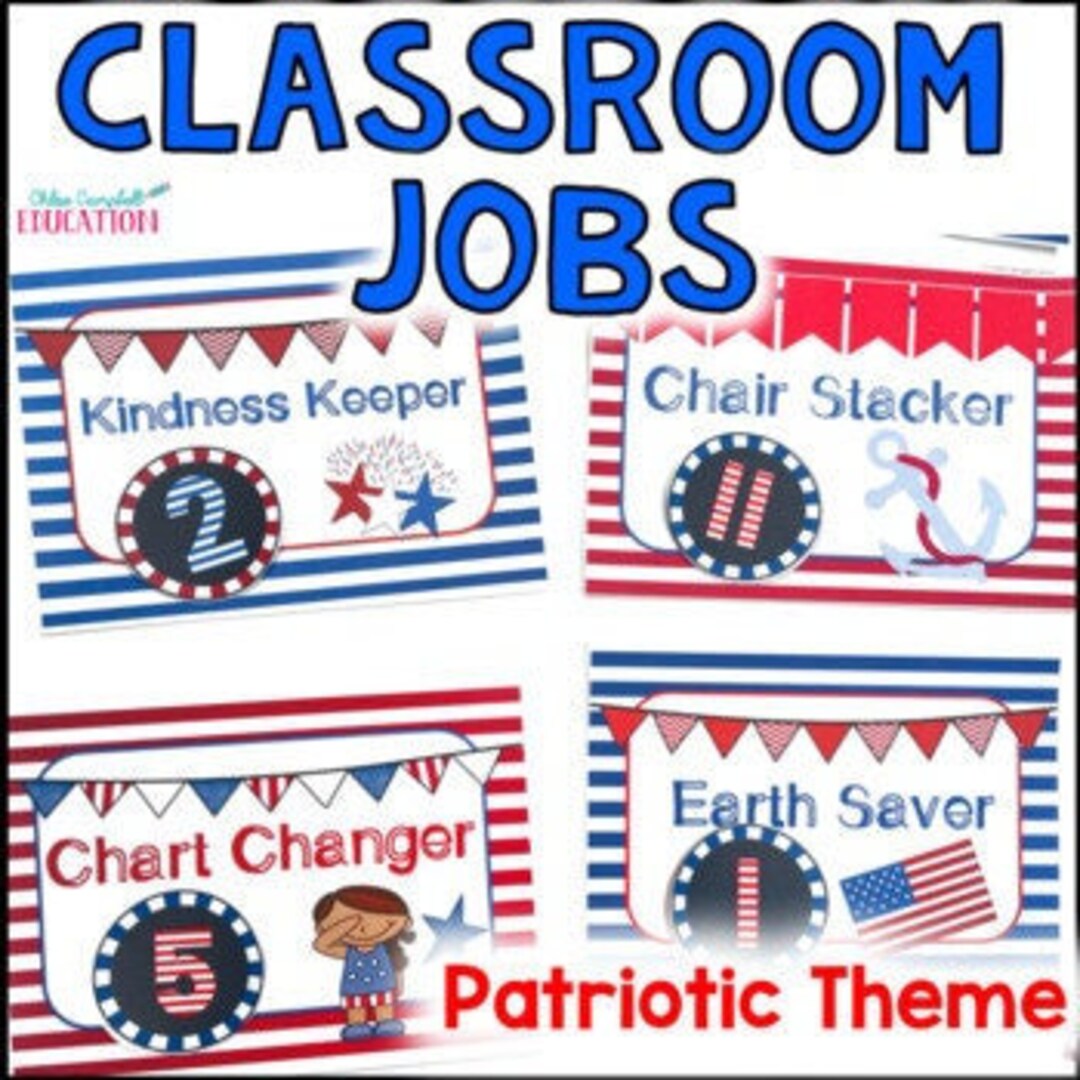 Editable Classroom Jobs Chart | Patriotic Themed Classroom Decor - Etsy
