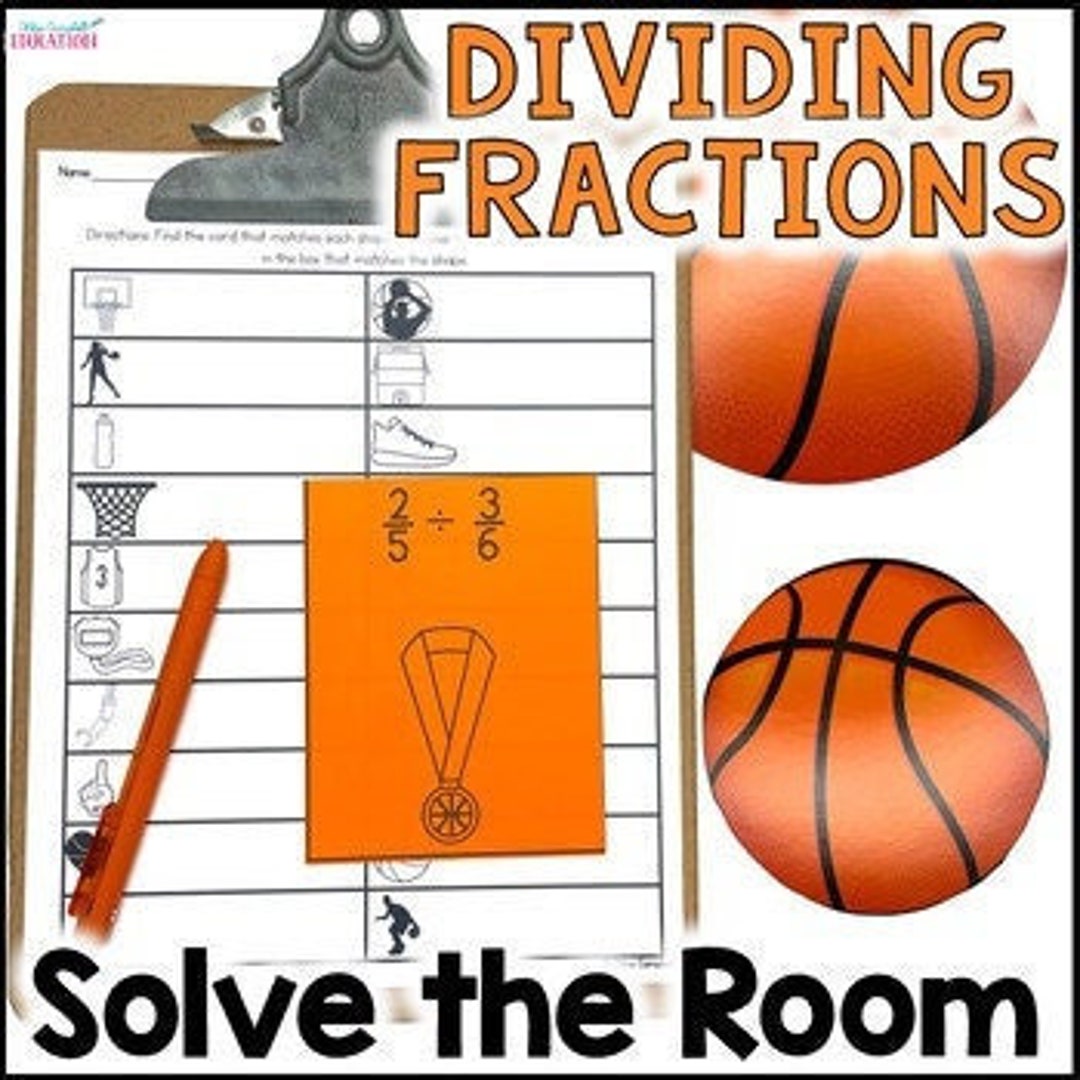 Dividing Fractions Activity Solve the Room March Basketball Theme - Etsy