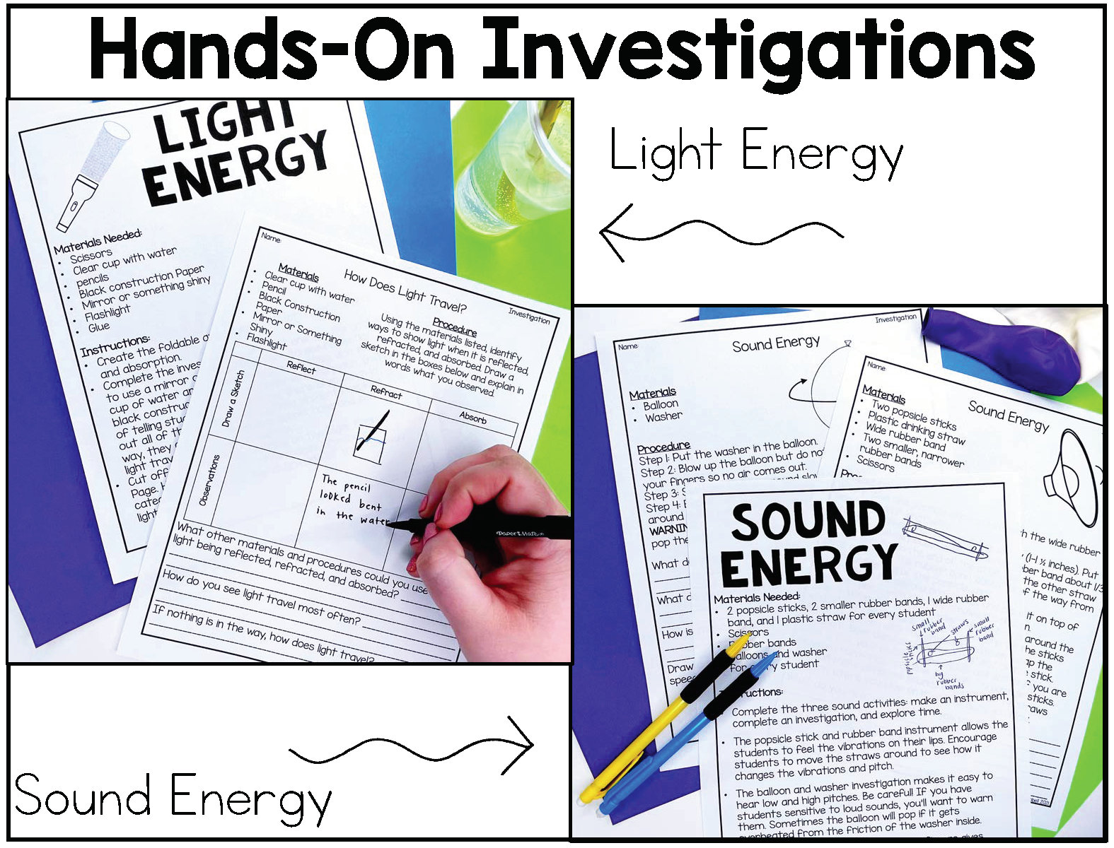 Forms of Energy Types of Energy Activities Heat Energy Light Energy ...