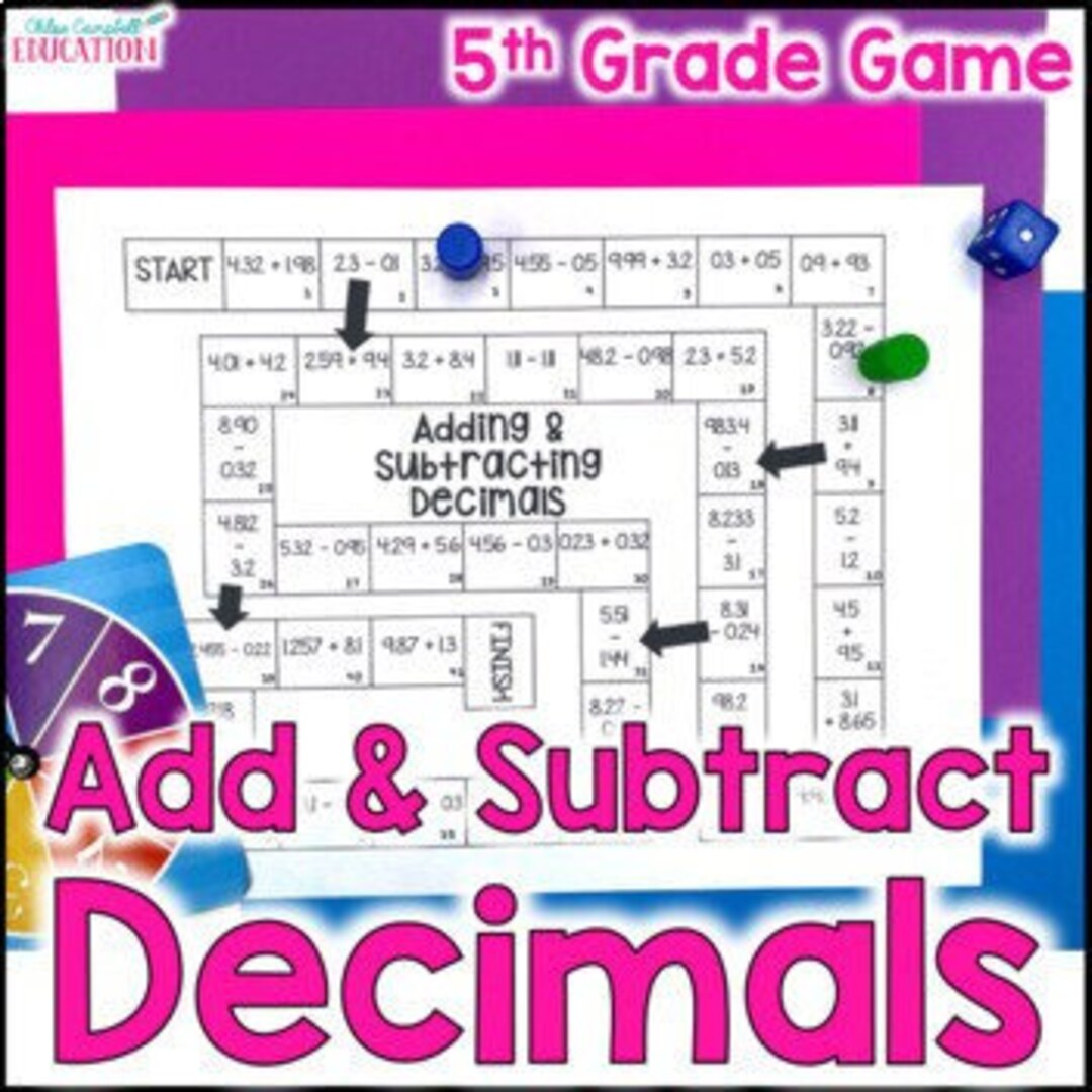 Adding and Subtracting Decimals Game - 5th and 6th Grade Math Review - Etsy
