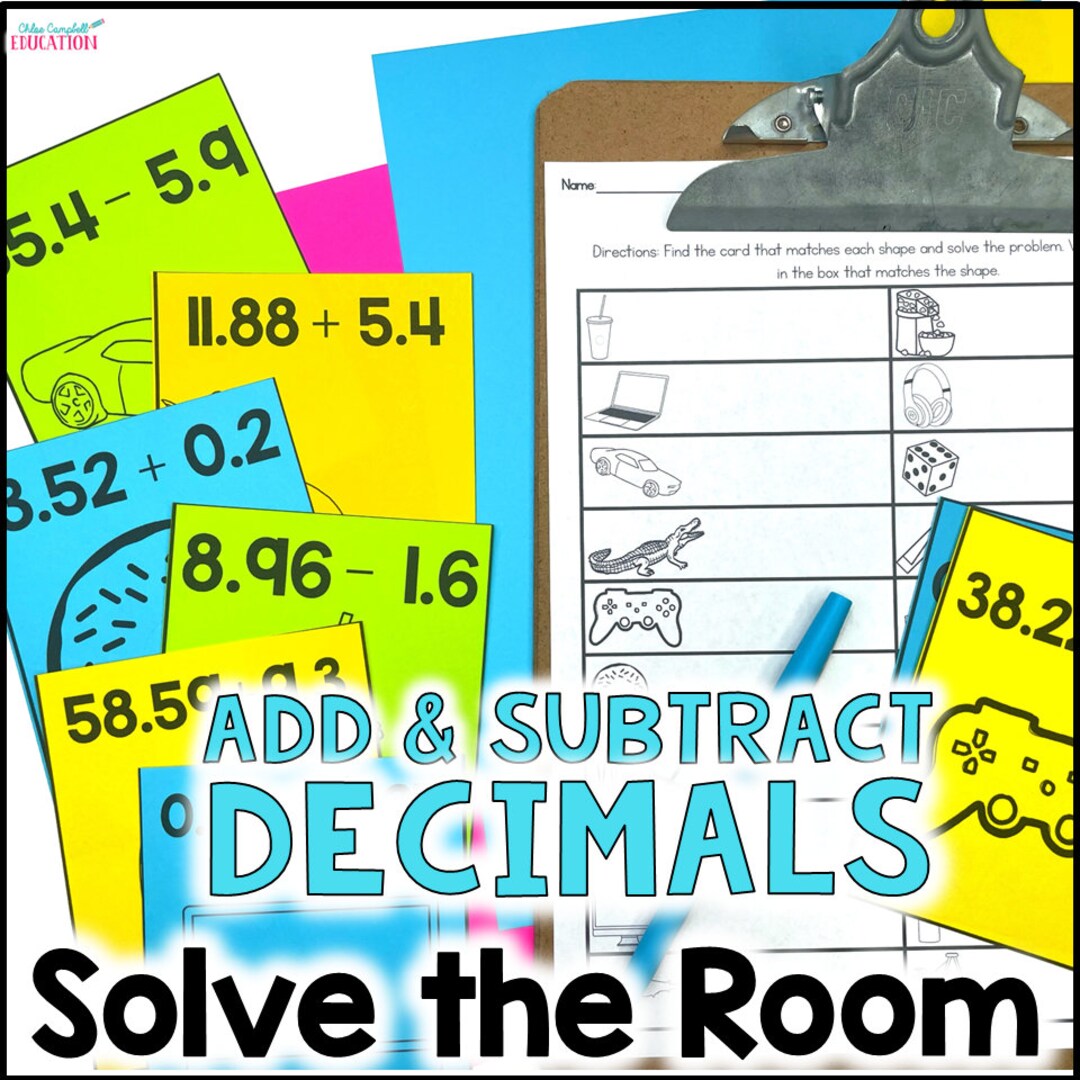 Adding and Subtracting Decimals - Solve the Room - Math Scoot - Etsy