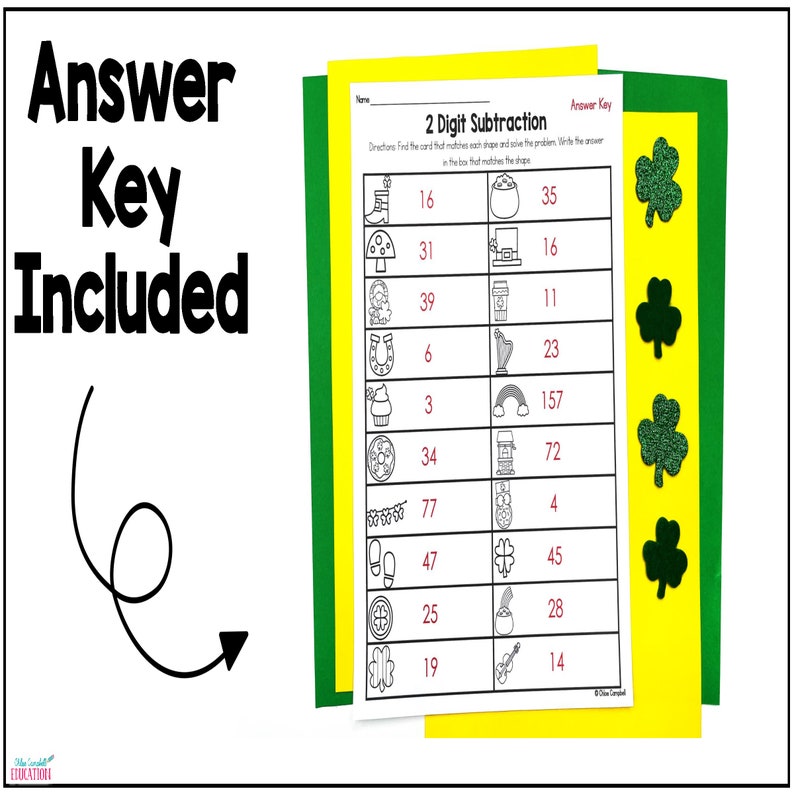 2 Digit Subtraction With Regrouping Solve the Room - St. Patrick’s Day ...