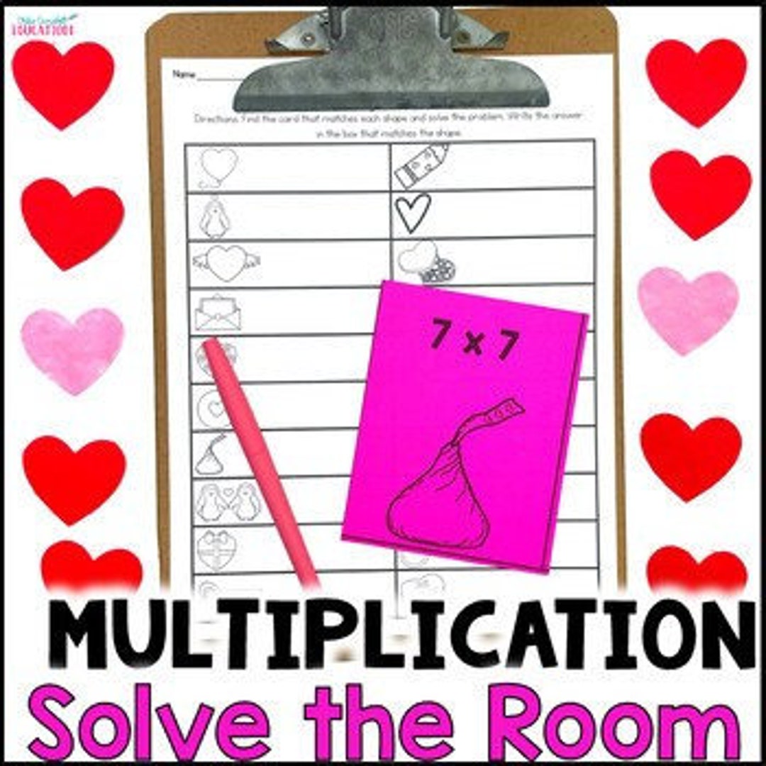 Multiplication Facts Practice - Valentine's Day Math - Solve the Room ...