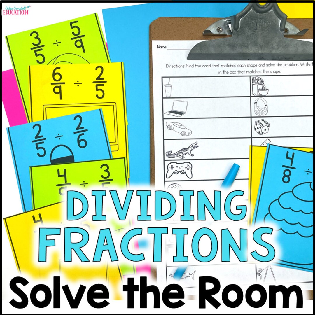 Dividing Fractions Activity - Solve the Room - Fraction Math Center - Etsy