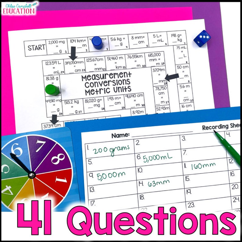 Measurement Conversions Metric Units Board Game Metric Conversions 5th ...