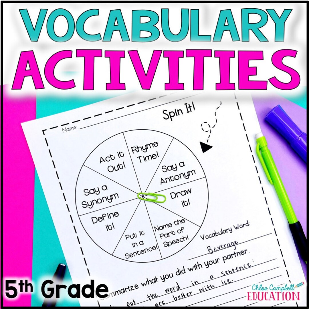 5th Grade Vocabulary Activities - Parts of Speech Games and ELA Centers ...