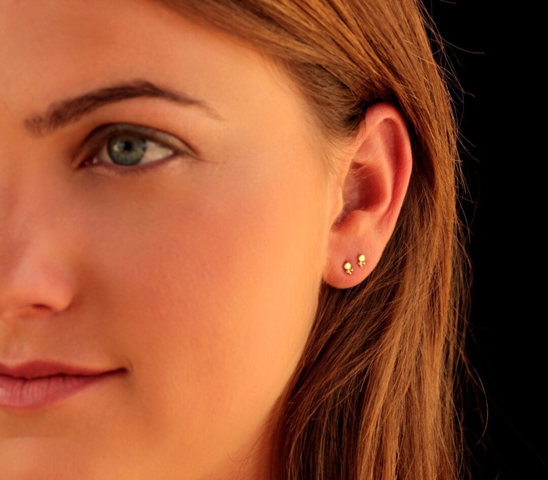 Tiny Gold Earrings, Small Silver Earrings,small Black Earrings, Tiny ...