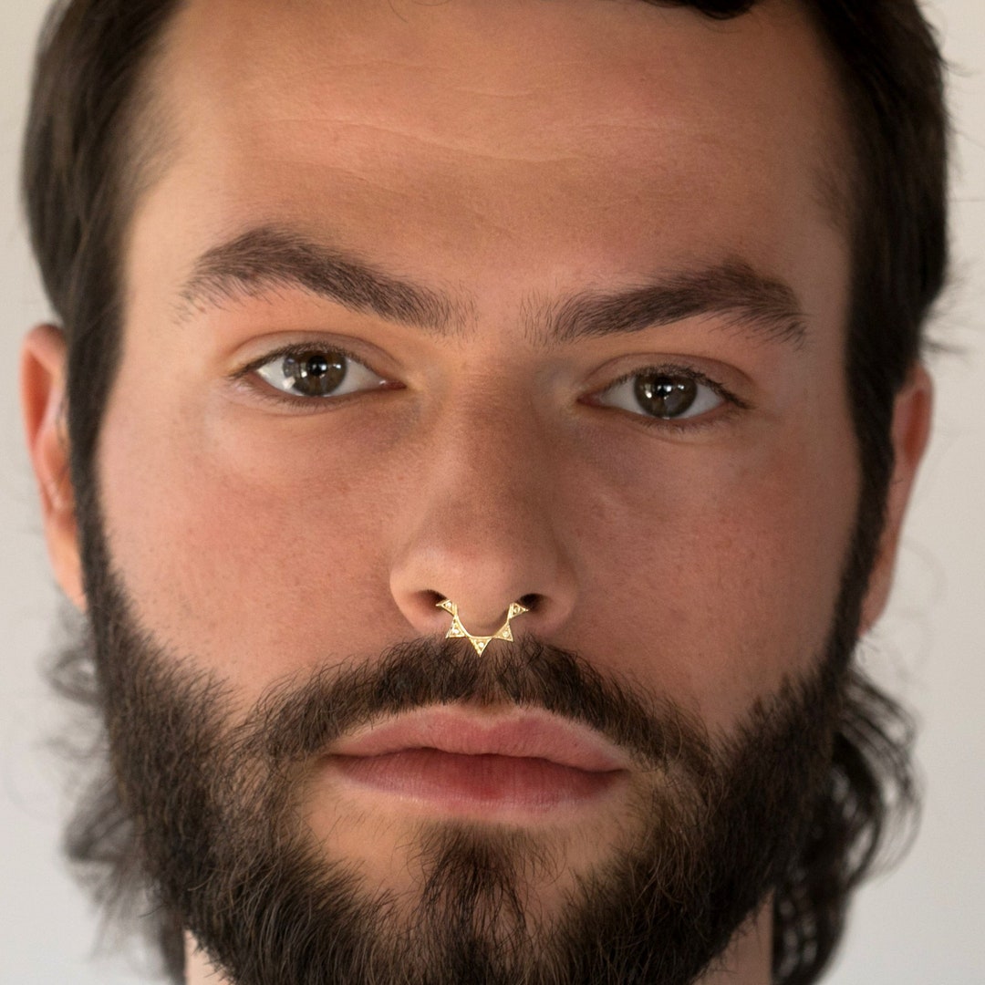 Septum for Men, Gold Septum Men, Septum Jewelry Men, Tribal Septum ...