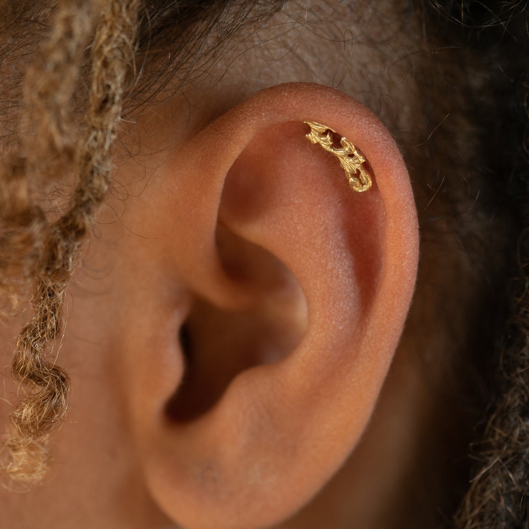 Gold Helix, Helix Stud Gold, 14k Gold Helix Earring, Unique Piercing ...