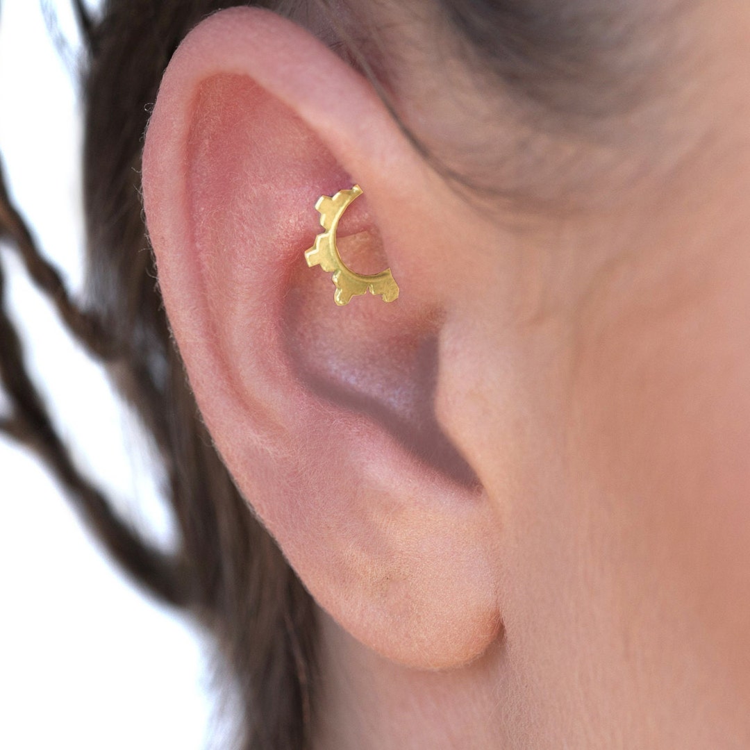Gold Rook Earring, Daith Earring, Piercing Daith, Daith Jewelry, Tribal ...
