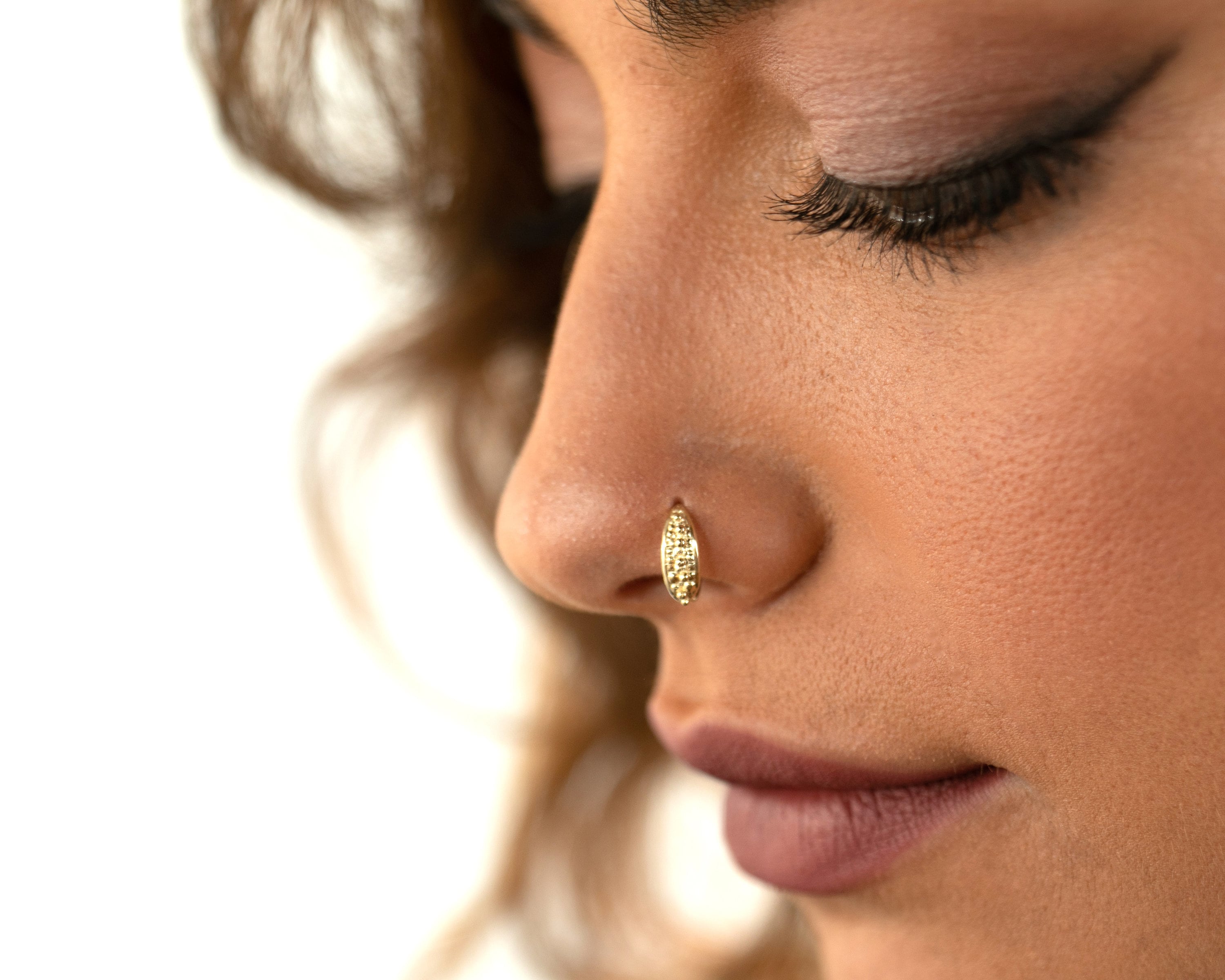 Nose Ring Unique Nose Ring 14K Gold Nose Hoop 14K Gold Nose | Etsy