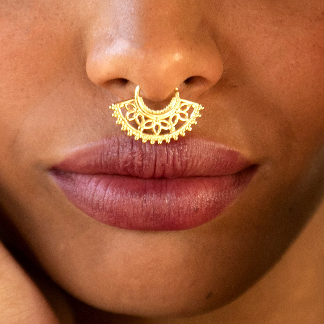 14K Gold Septum Ring, Solid Gold Septum, Large Septum, Big Septum Ring ...