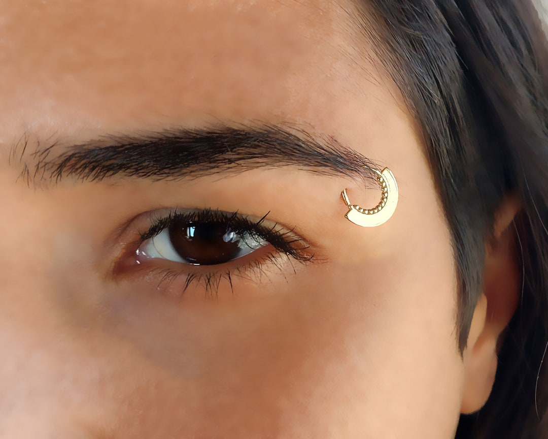 Gold Eyebrow Ring, Eyebrow Piercing, Solid Gold Piercing, 14k Gold ...