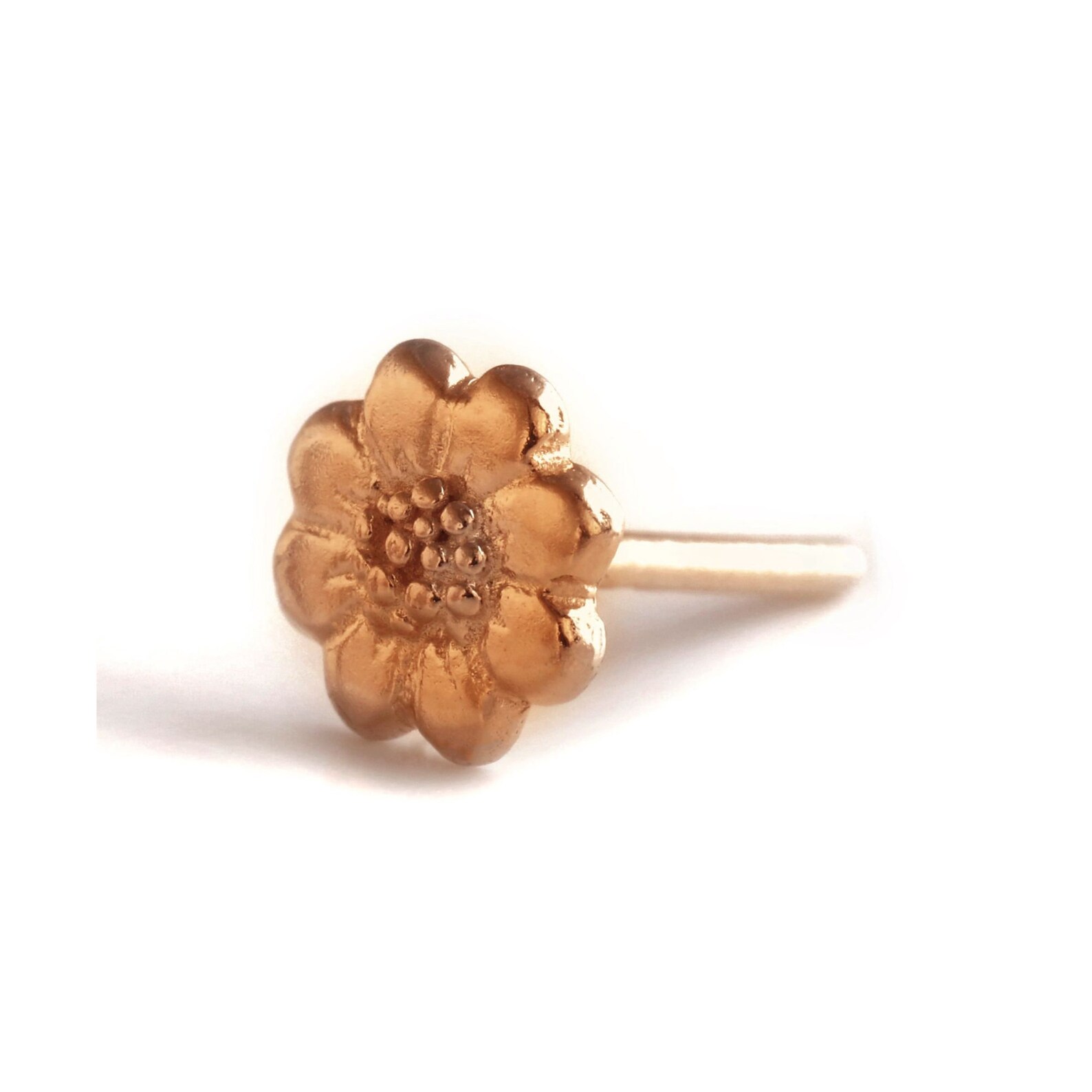 Flower Nose Stud, Flower Piercing, Gold Nose Stud, 14k Gold Nose Stud ...