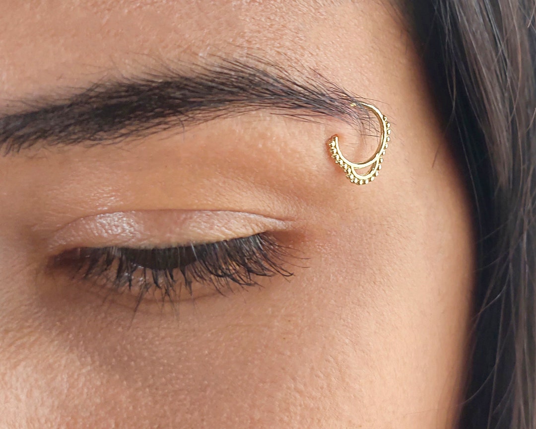 Gold Eyebrow Ring, Eyebrow Piercing, Solid Gold Piercing, 14k Gold ...