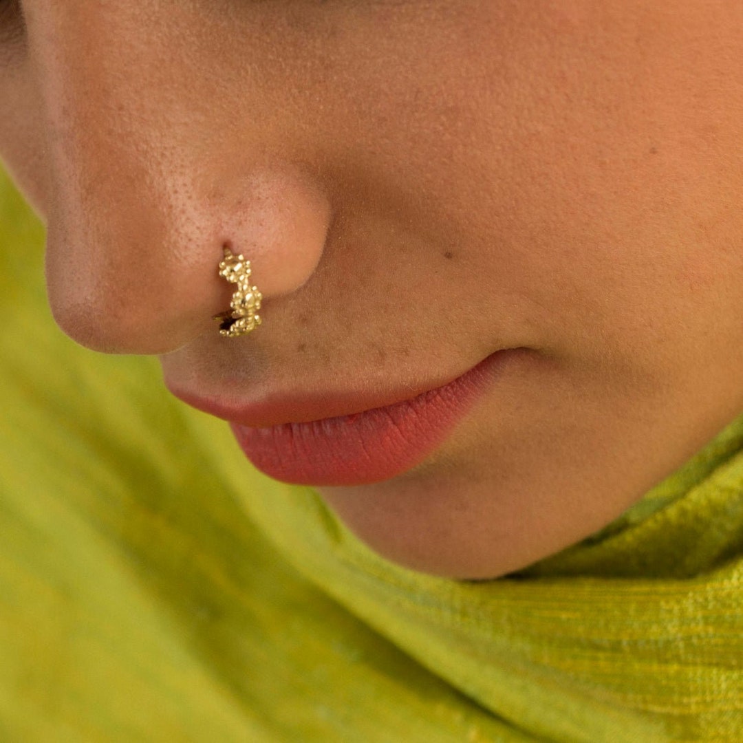 Indian Nose Ring, Unique Nose Ring, Gold Nose Ring, Tribal Nose Ring ...