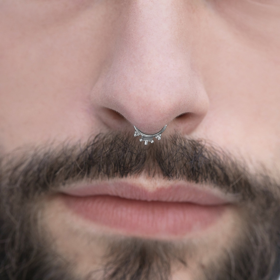 Silver Septum Ring, Septum Jewelry, Mens Septum, Silver Nose Hoop ...