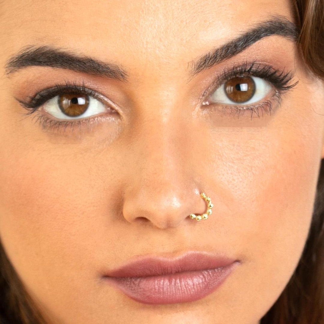 Flower Nose Ring, Dainty Nose Ring, Unique Nose Ring, Hippie Piercing ...