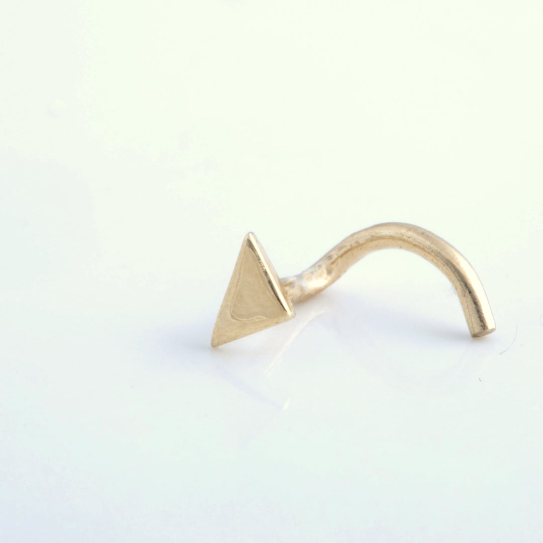 Unique Tiny Nose Stud, Triangle Nose Ring, Tiny Nose Stud Gold, Rose ...