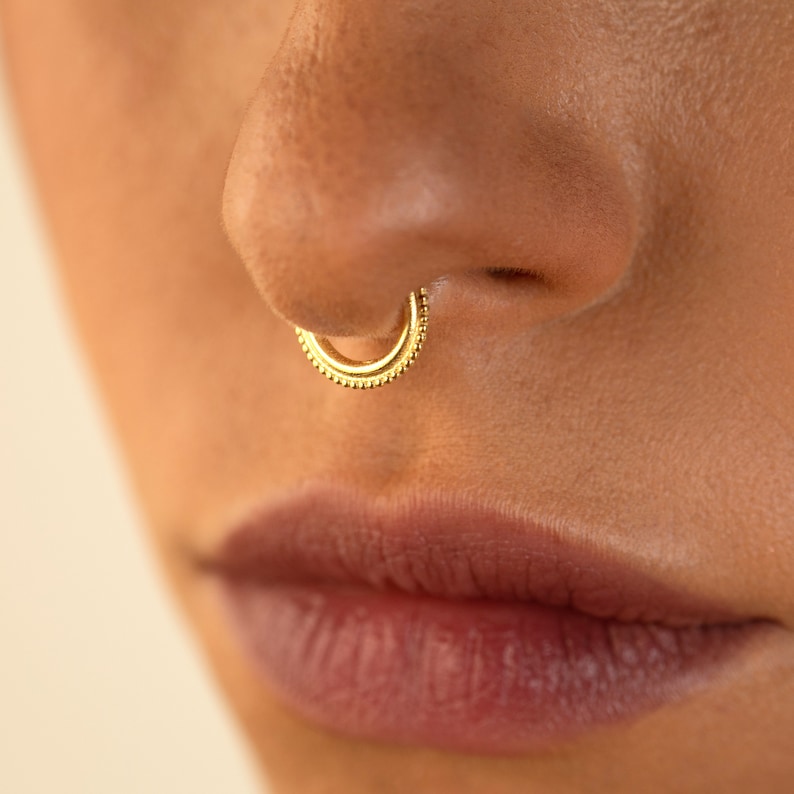 Gold Septum Ring 14K Gold Septum Gold Septum Jewelry Gold | Etsy