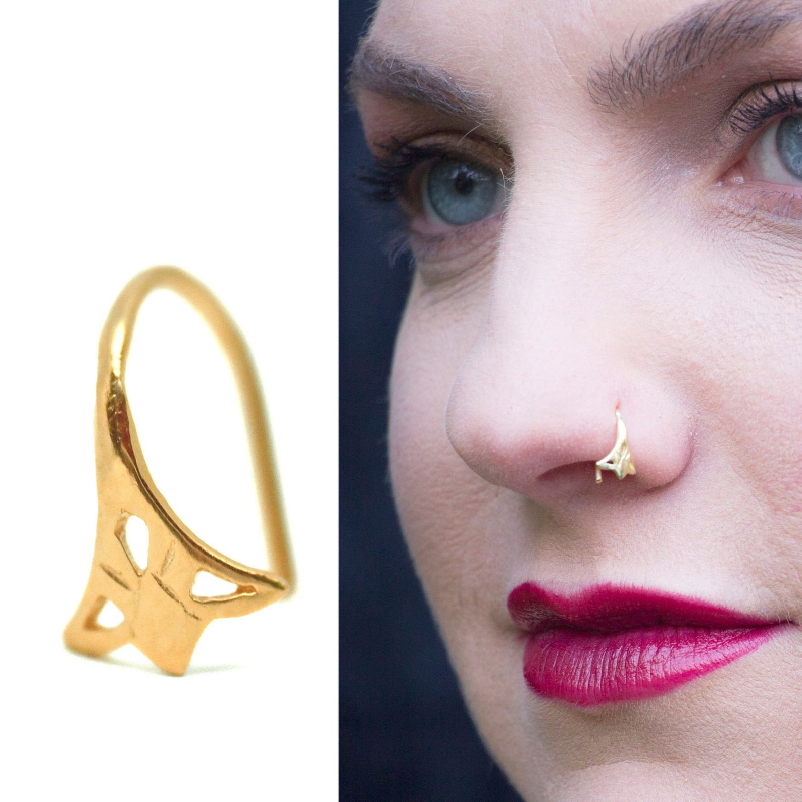 Unique Nose Ring Gold Nose Ring Indian Nose Ring Indian - Etsy