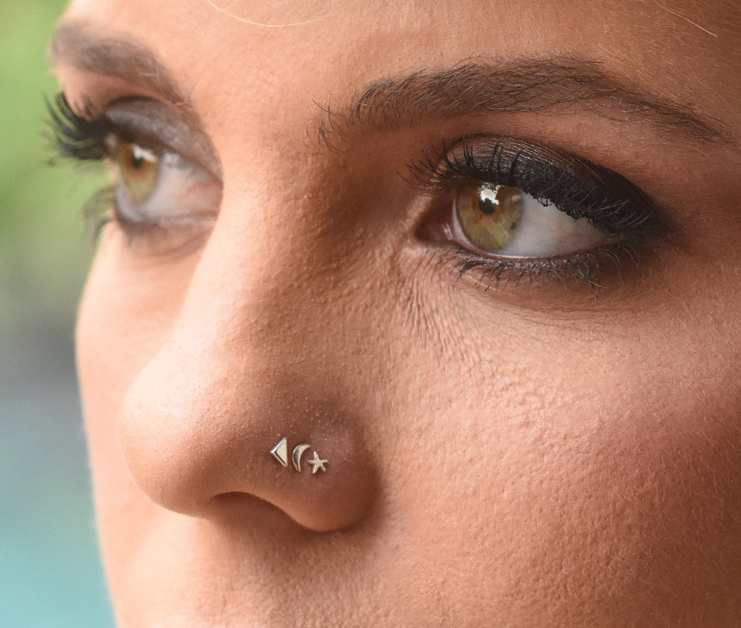 Nose Stud, Piercing Set, Gold Nose Studs, Unique Nose Studs, Indian ...