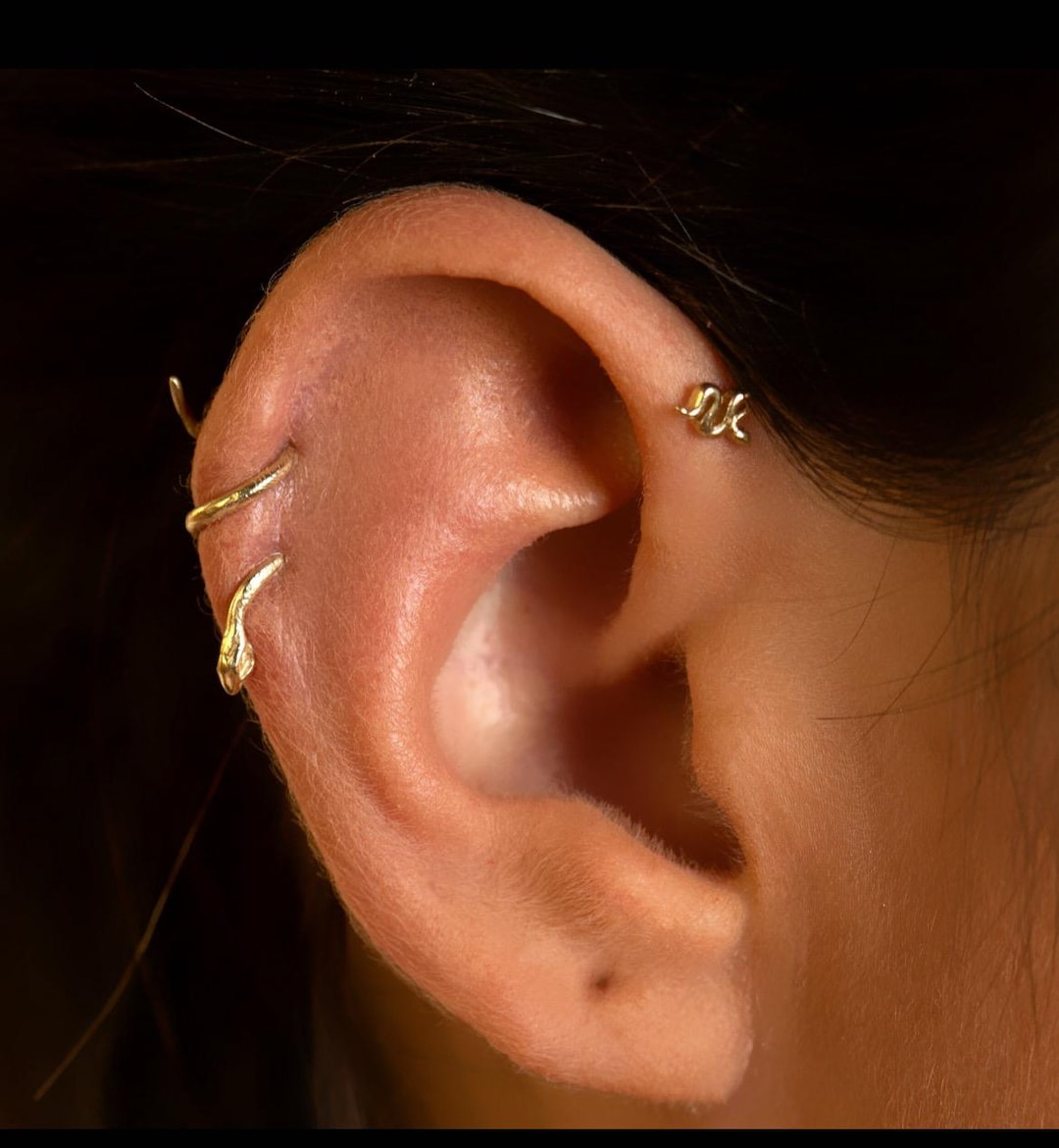 Double Helix Piercing, Snake Helix, 14k Gold Helix, 14k Gold Snake ...