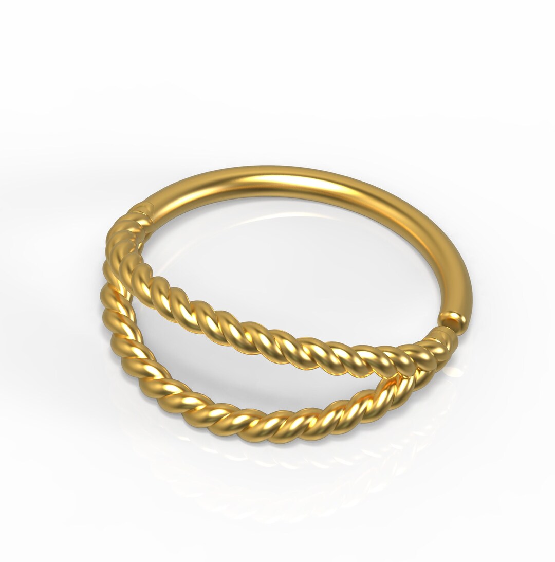 Double Nose Ring, Solid Gold Nose Ring, 14K Gold Nose Ring, Indian Nose ...