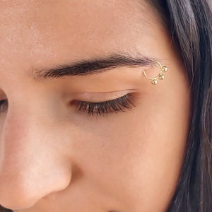Eyebrow Ring Gold, Solid Gold Piercing, Eyebrow Earring, Eyebrow ...