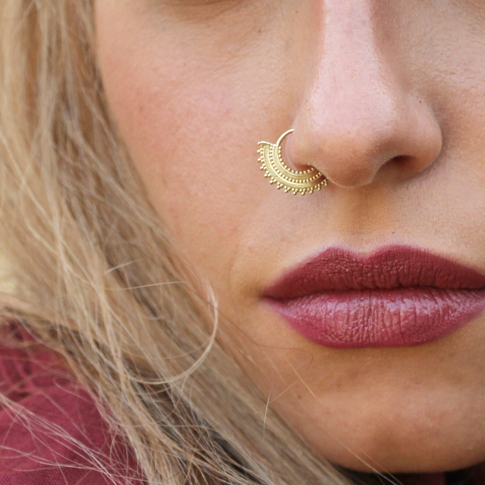 Gold Septum Ring Tribal Septum Unique Septum Ring Septum - Etsy