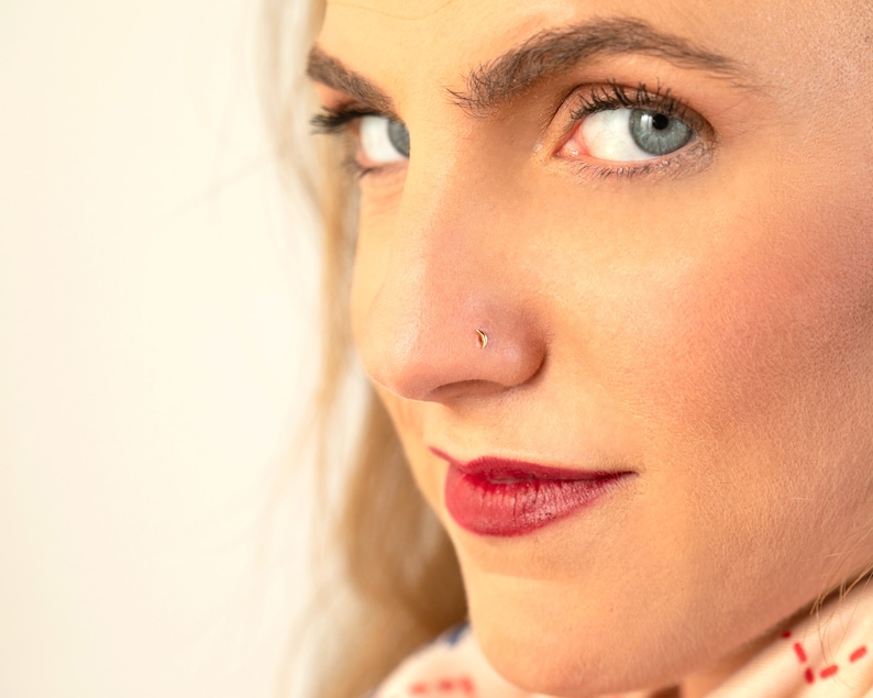 Moon Nose Stud Moon Piercing Tiny Nose Stud Yellow /rose | Etsy