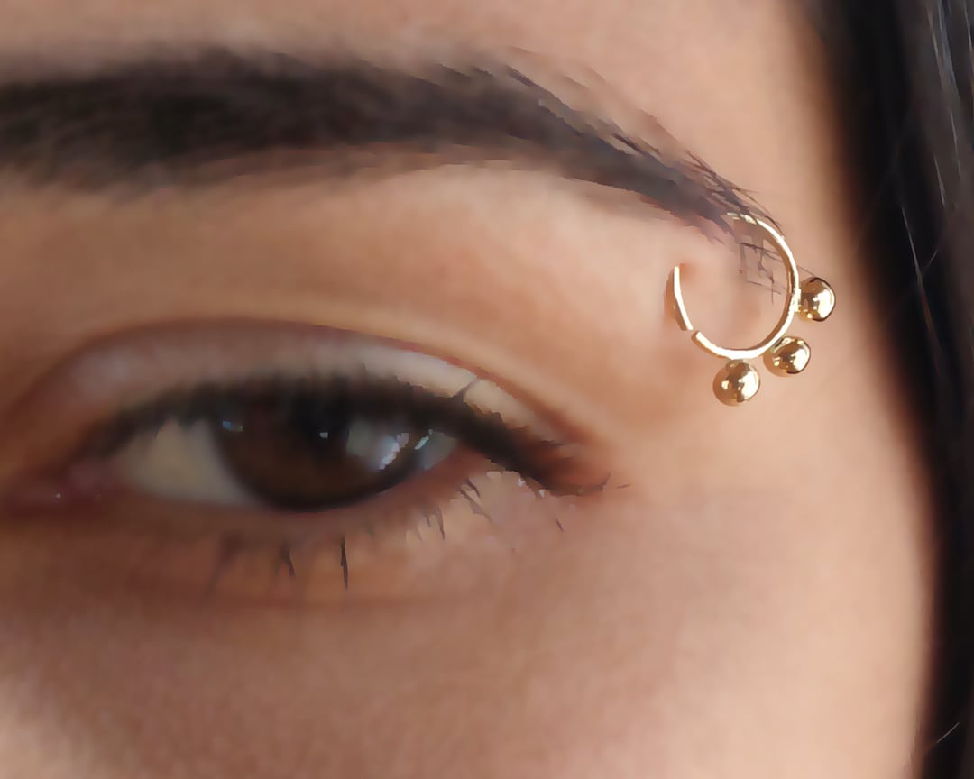 Eyebrow Ring Gold, Solid Gold Piercing, Eyebrow Earring, Eyebrow ...
