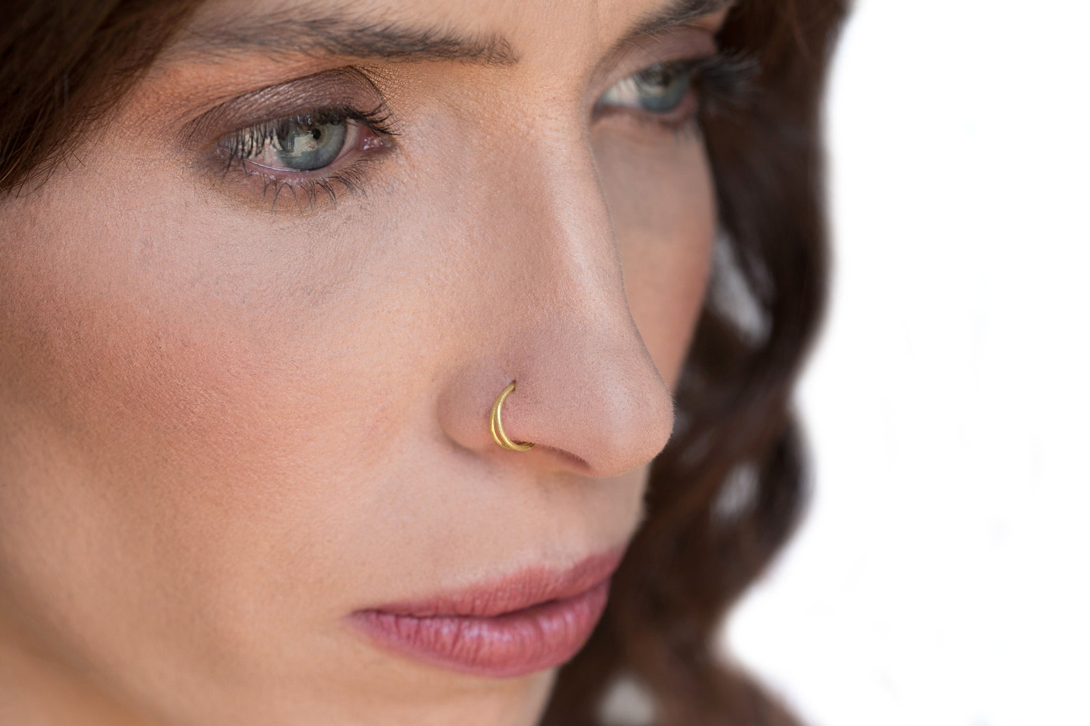 Gold Nose Ring Unique Nose Ring Indian Nose Ring Double - Etsy
