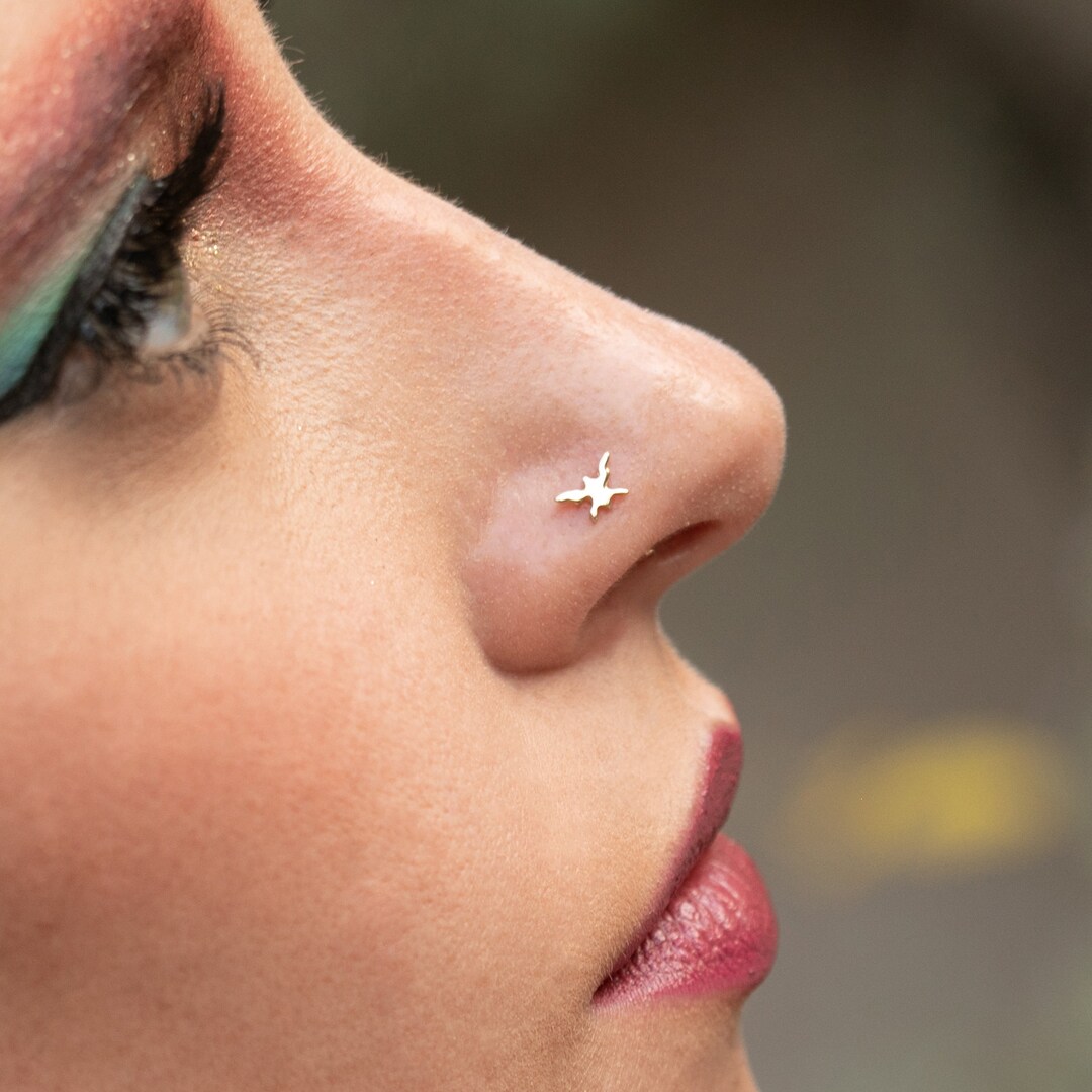 Tiny Piercing, Tiny Gold Nose Stud, Tiny Tragus Earring, Tiny Rose Gold ...