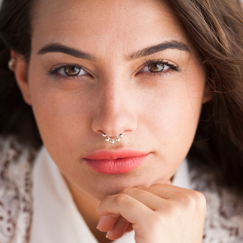 Septum Ring Nose Ring Silver Septum Nose Piercing Septum Etsy
