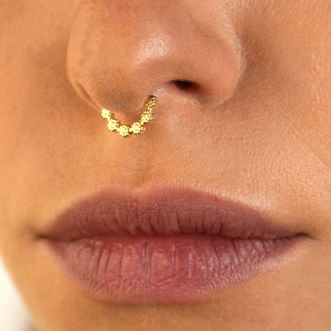 Septum Piercing, 14K Gold Septum, Gold Septum Ring, Tribal Septum ...