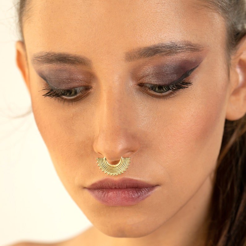 14k Gold Septum Tribal Septum Ring Gold Septum Jewelry - Etsy