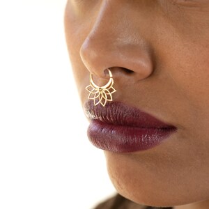 Lotus Septum, Septum Jewelry, Silver Septum Ring, Tribal Septum, Unique ...