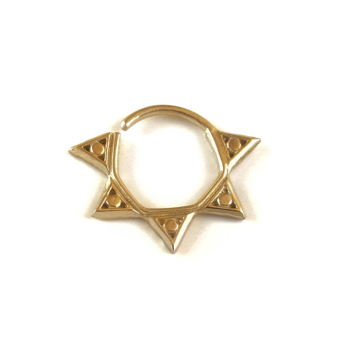 Magen David Septum, Star of David Piercing, 14k Gold Septum Ring, Gold ...