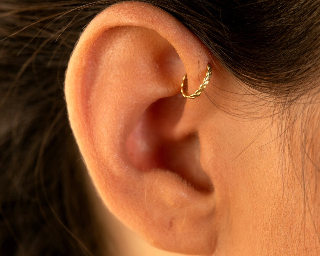 Helix Earring, Gold Helix Hoop, 14K Gold Helix Piercing, Helix 20g ...