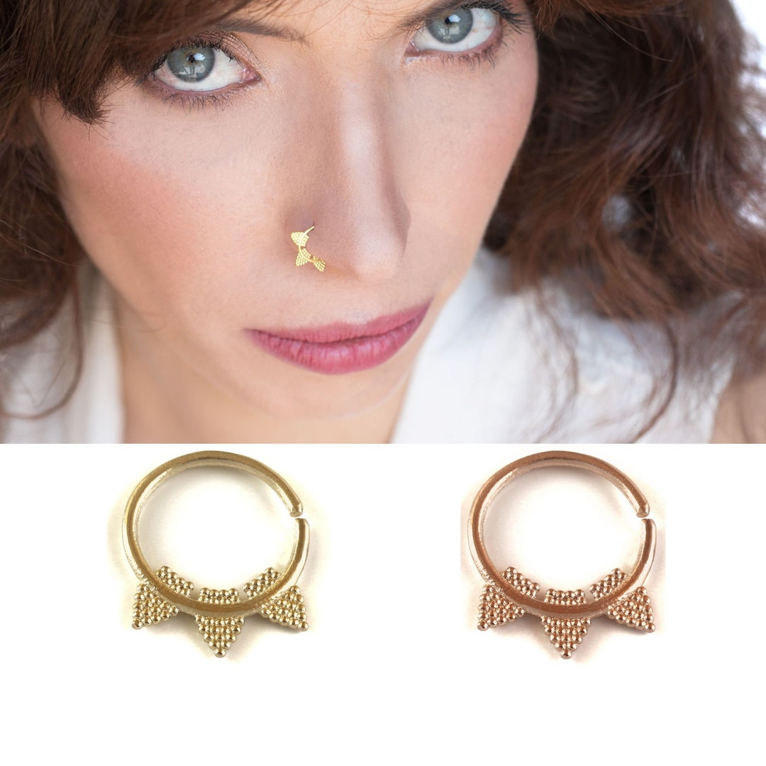 Gold Nose Ring Unique Nose Ring Indian Nose Ring Nose - Etsy