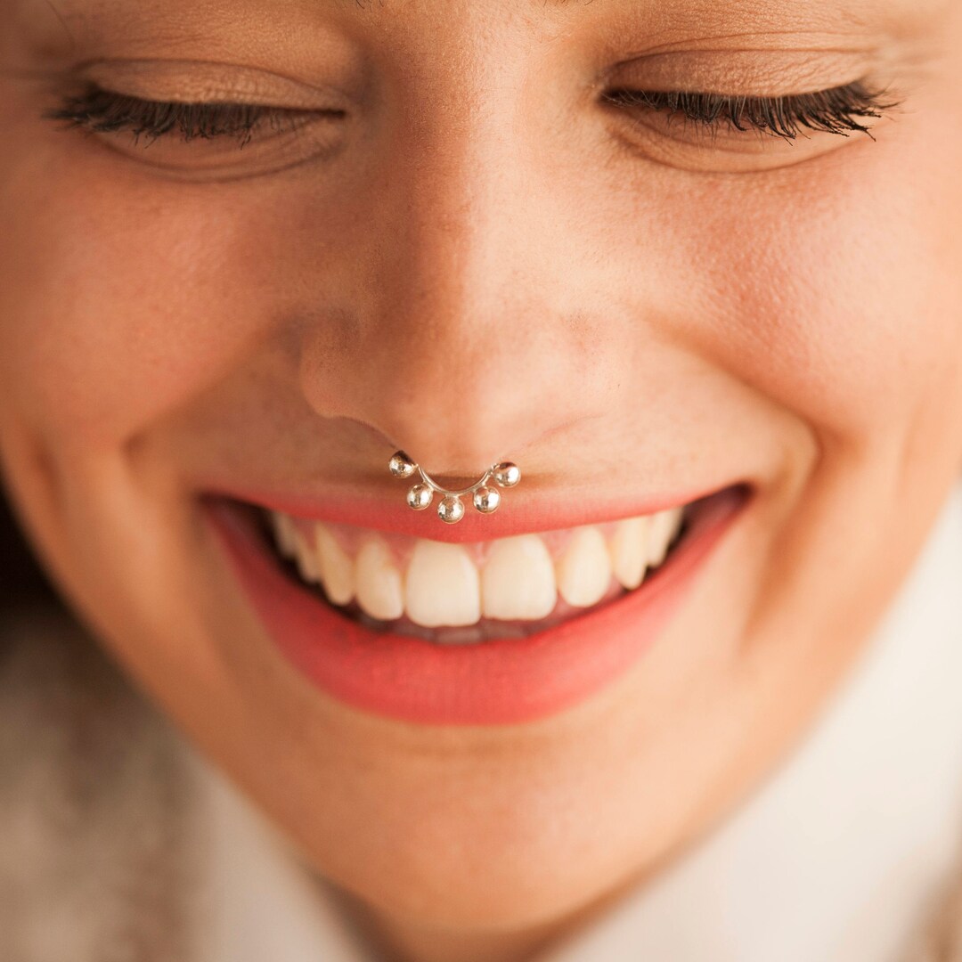 Gold Septum Ring, Nose Ring, 14K Gold Septum, Septum Jewelry, Tribal ...