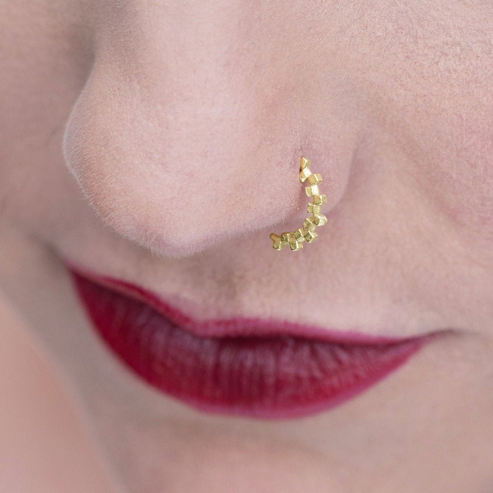 Nose Ring 14K Gold Nose Hoop Unique Nose Ring 14K Gold Nose | Etsy
