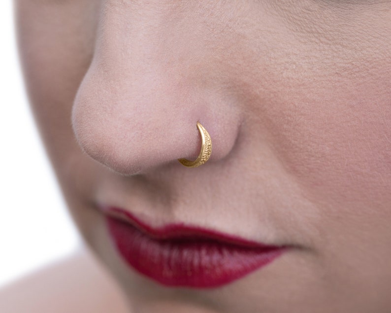 Nose Ring, 14K Gold Nose Ring, Unique Nose Ring, 14K Gold Nose Hoop ...
