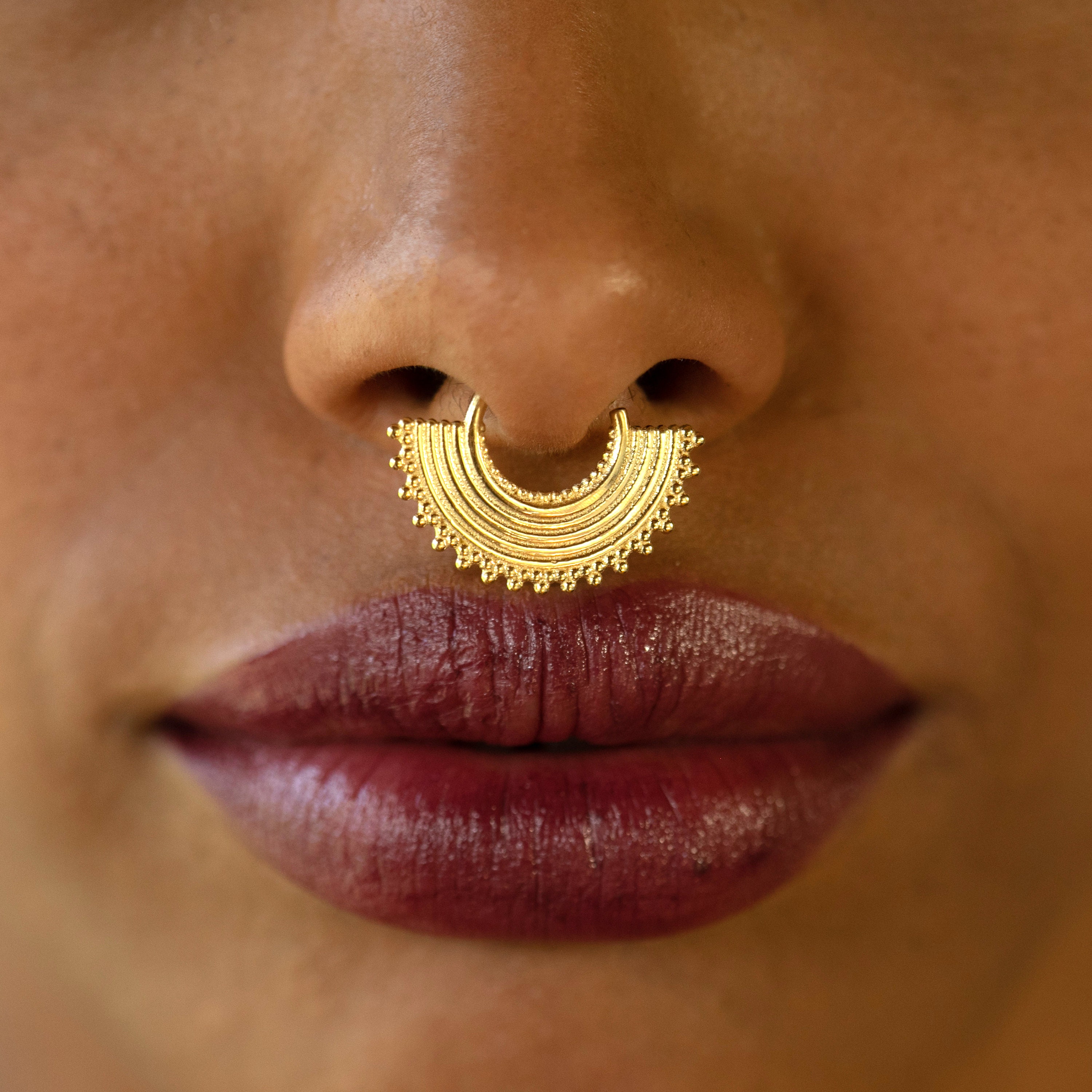 14k Gold Septum Tribal Septum Ring Gold Septum Jewelry | Etsy