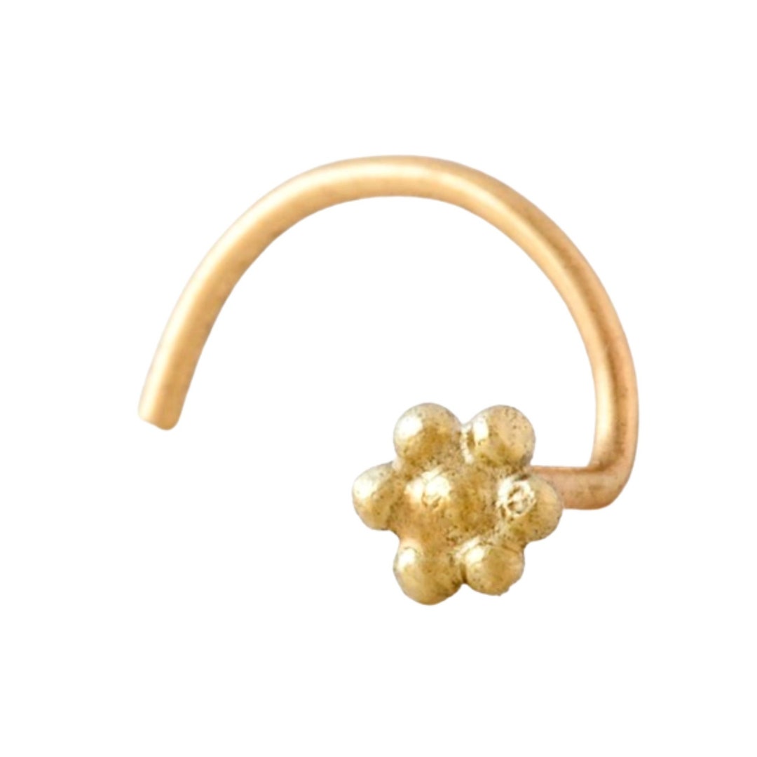 Flower Nose Stud, Gold Nose Stud, Nose Ring, Gold Tragus, Gold Nose ...