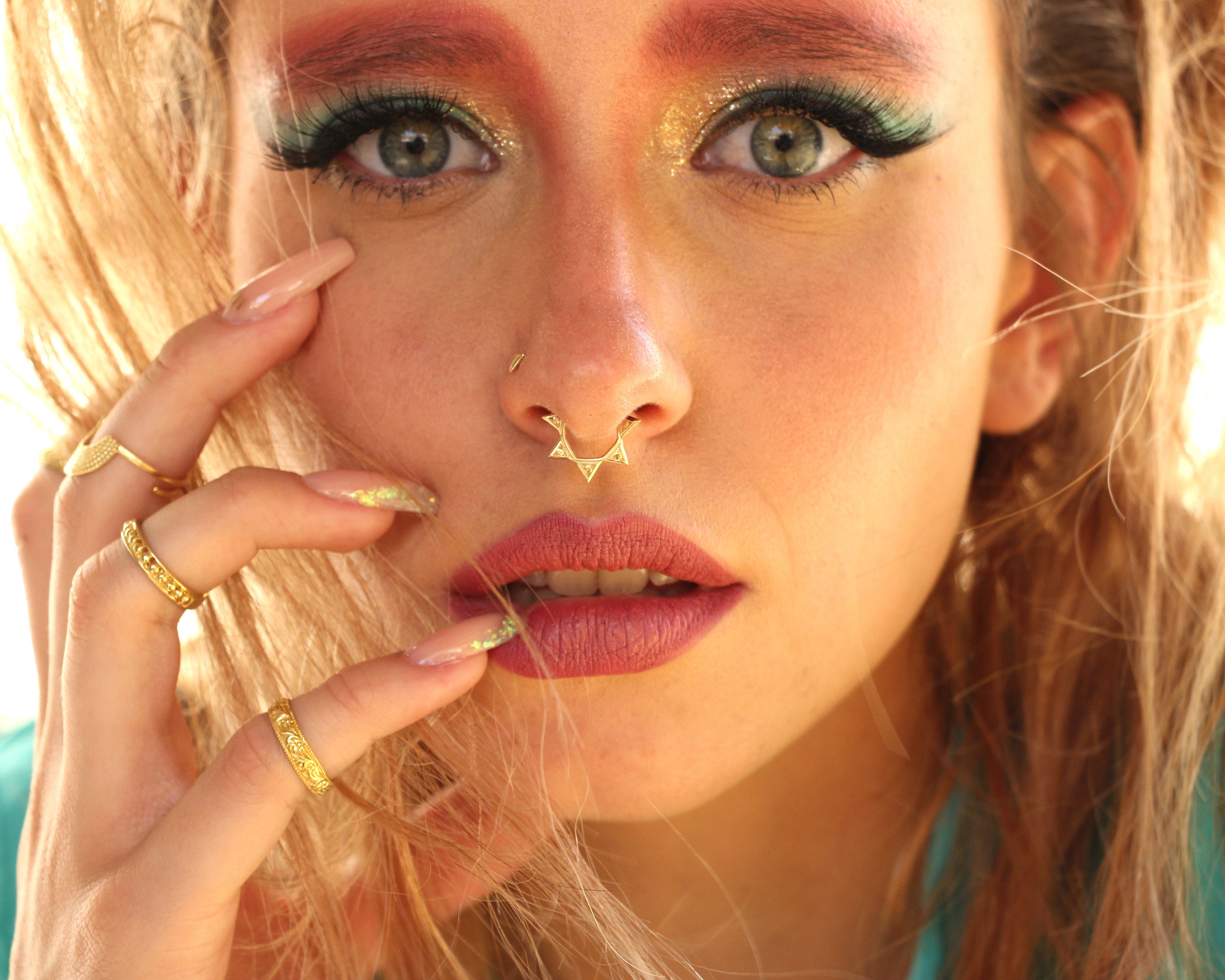 Gold Septum Ring Unique Septum Ring Septum Piercing Jewelry | Etsy